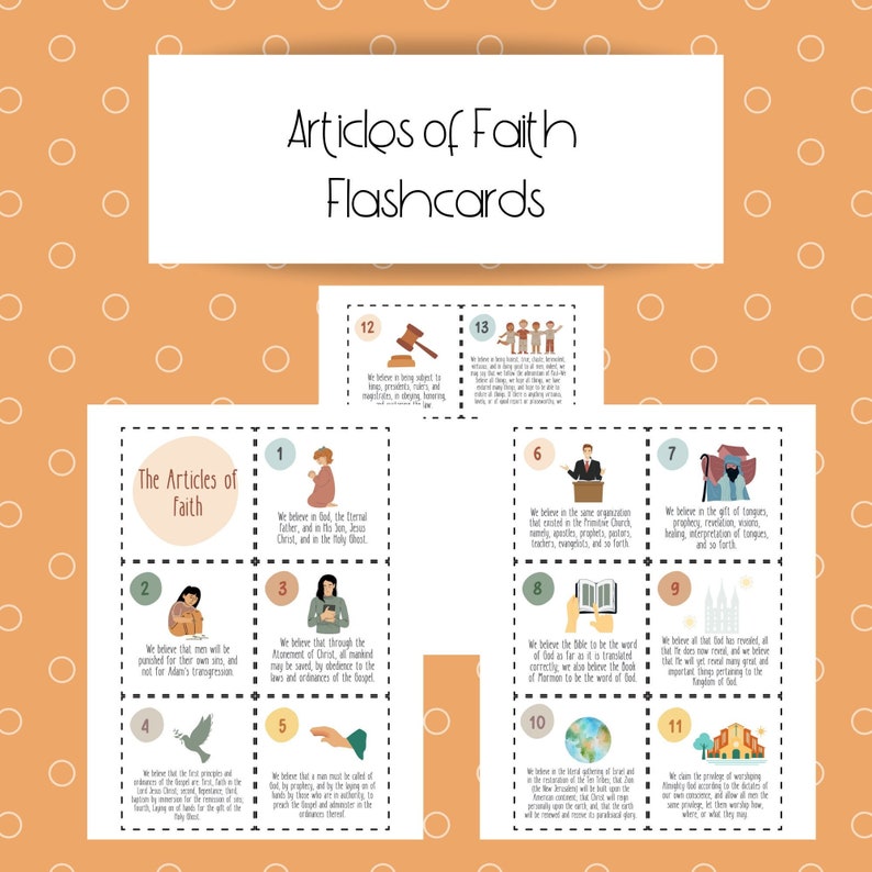 Articles of Faith Flashcards-lds Articles of Faith-instant Download ...