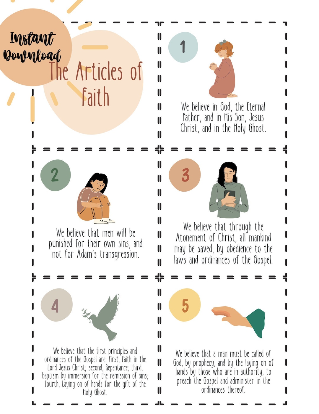 Articles of Faith Flashcards-lds Articles of Faith-instant Download ...