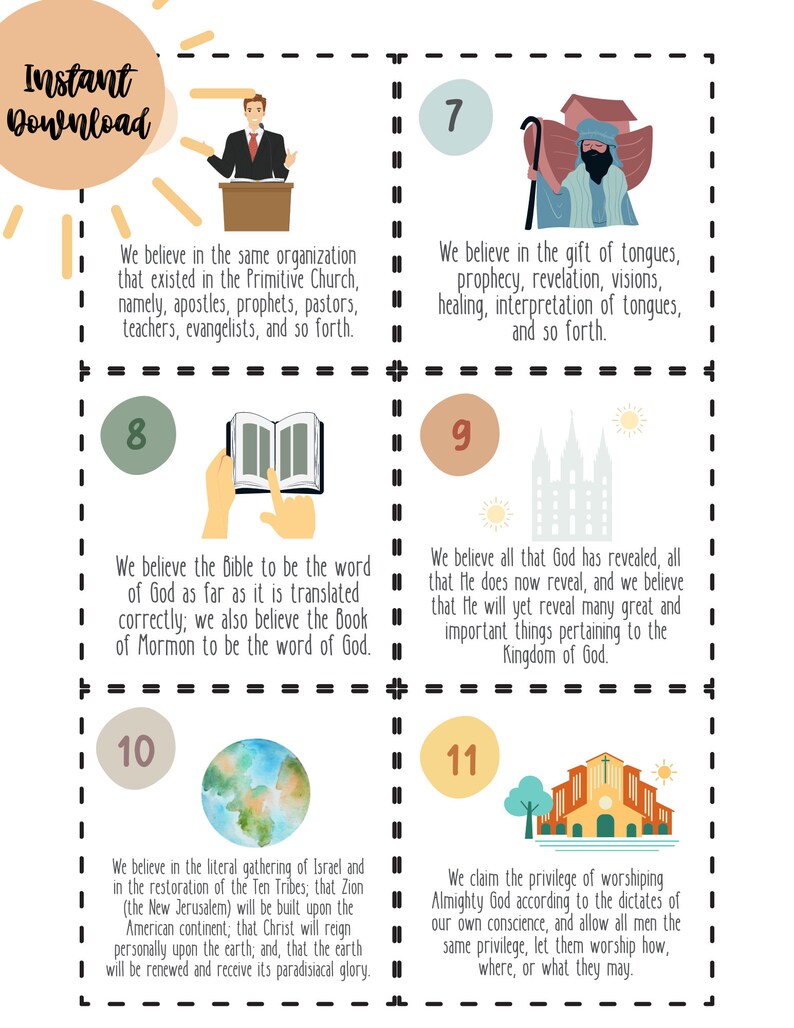 Articles of Faith Flashcards-lds Articles of Faith-instant Download ...