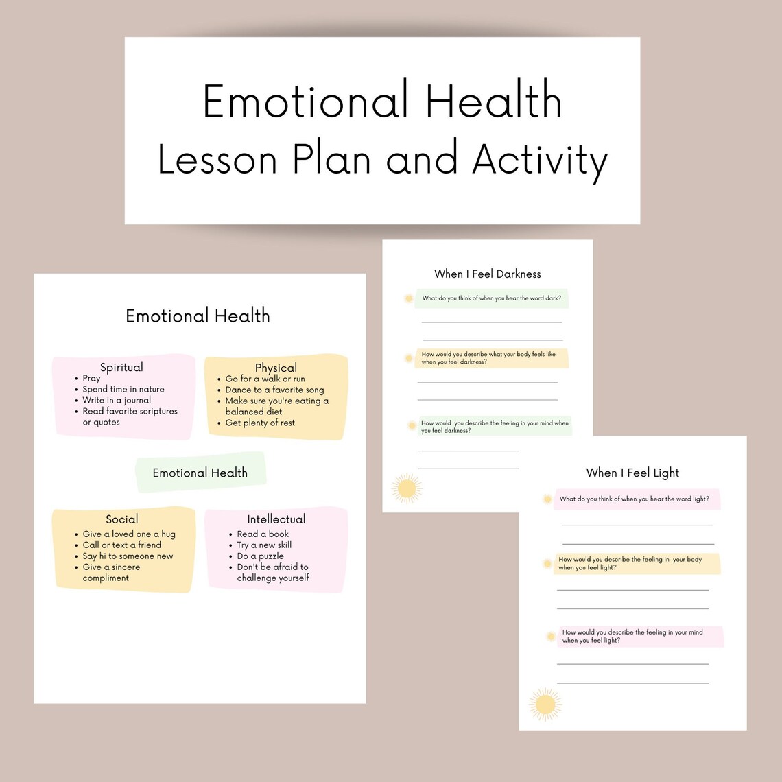 Social Emotional Learning Lesson-emotional Health-light and Dark ...