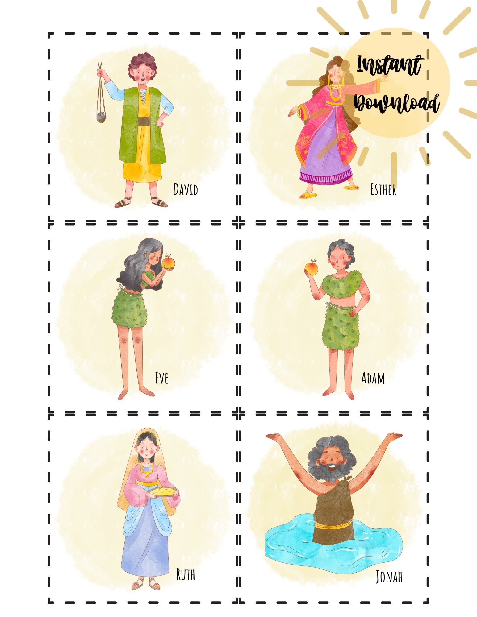 Bible Character Cards-old Testament Characters-instant Download ...