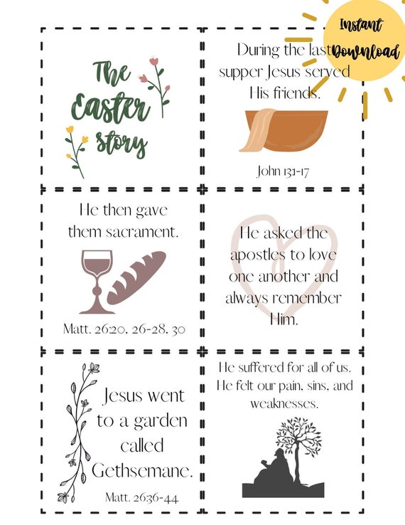The Easter Story Cards-instant Download-printable-bible Verses | Etsy