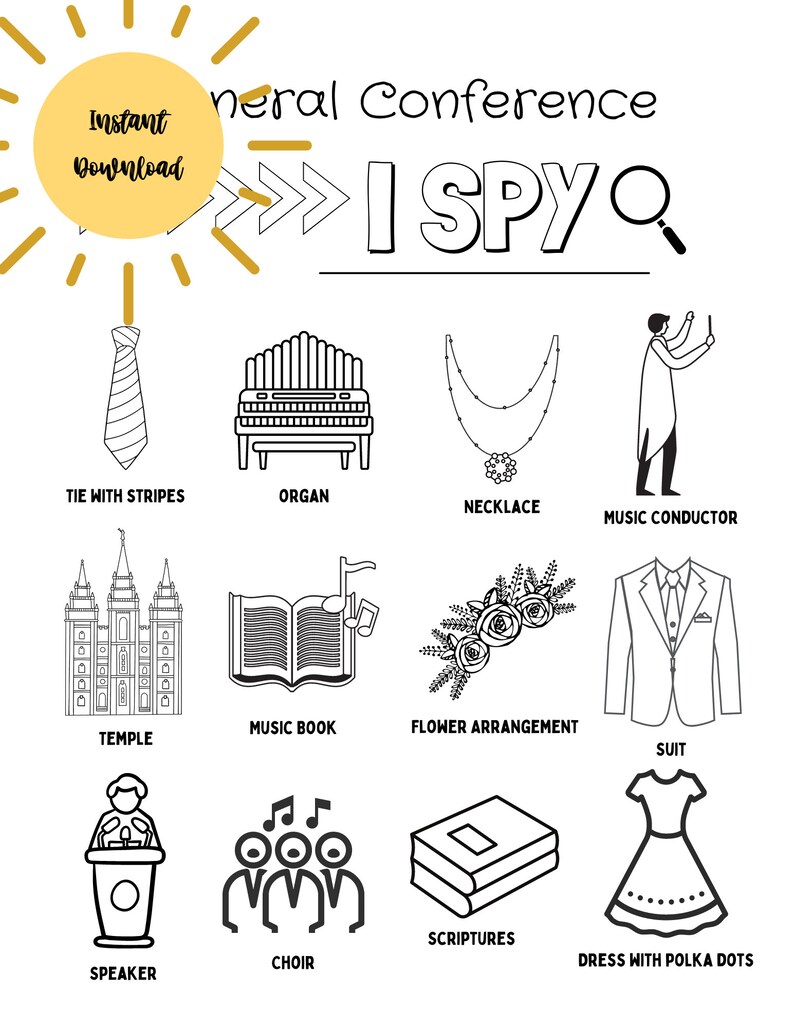 General Conference I Spy-coloring Page-instant Download - Etsy