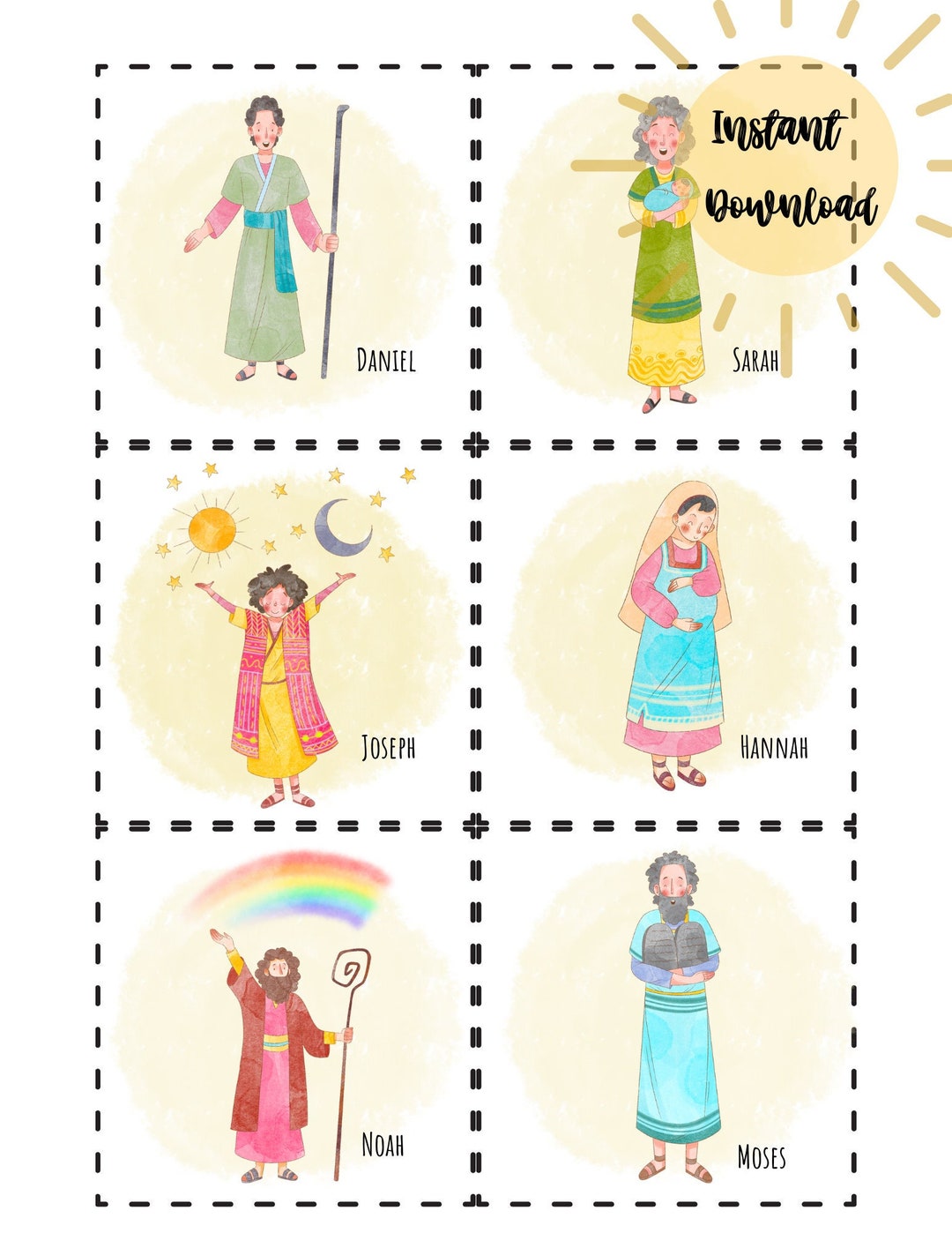 Bible Character Cards-old Testament Characters-instant Download ...