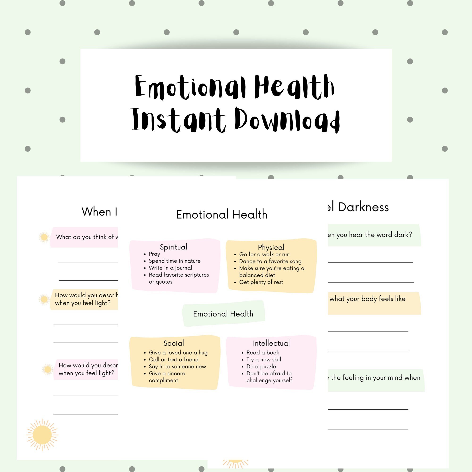 Social Emotional Learning Lesson-emotional Health-light and - Etsy