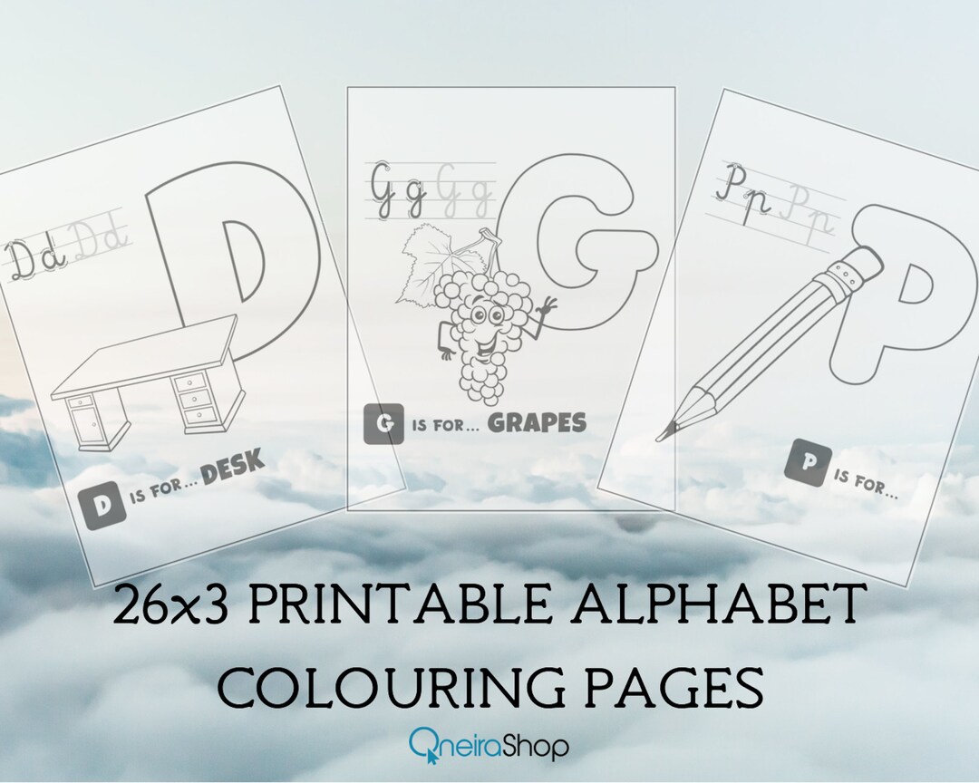 26x3 Alphabet Printable Colouring Pages for Kids, From A to Z, 78 ...
