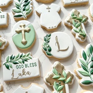 18 Greenery Baptism/first Communion Cookies(vegan) - Etsy