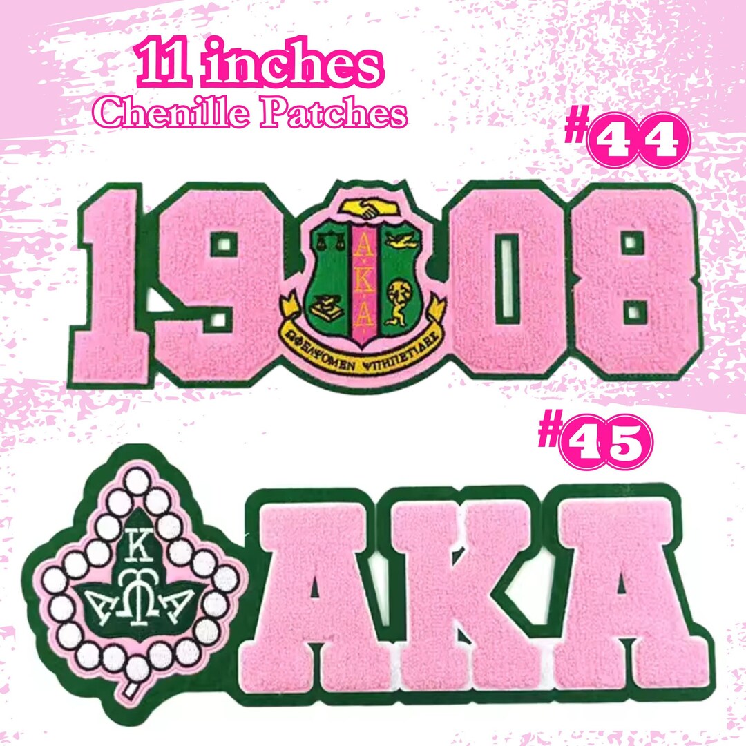 AKA Chenille Iron-on Embroidery Patches, 11 Inches Nice High Fashion, Greek Sorority, Sisterhood ...