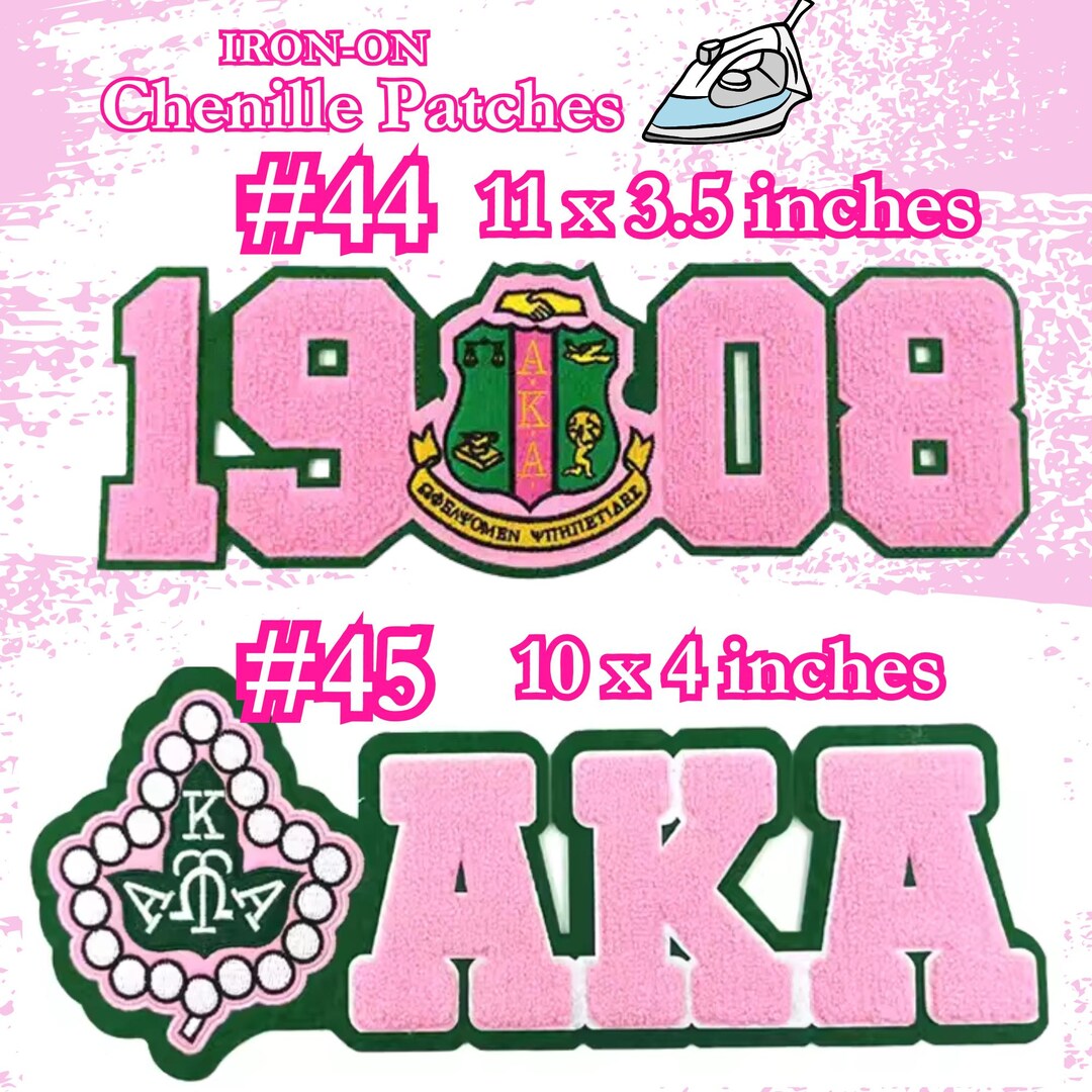 AKA Chenille Iron-on Embroidery Patches, 11 Inches - Nice High Fashion, Greek Sorority ...