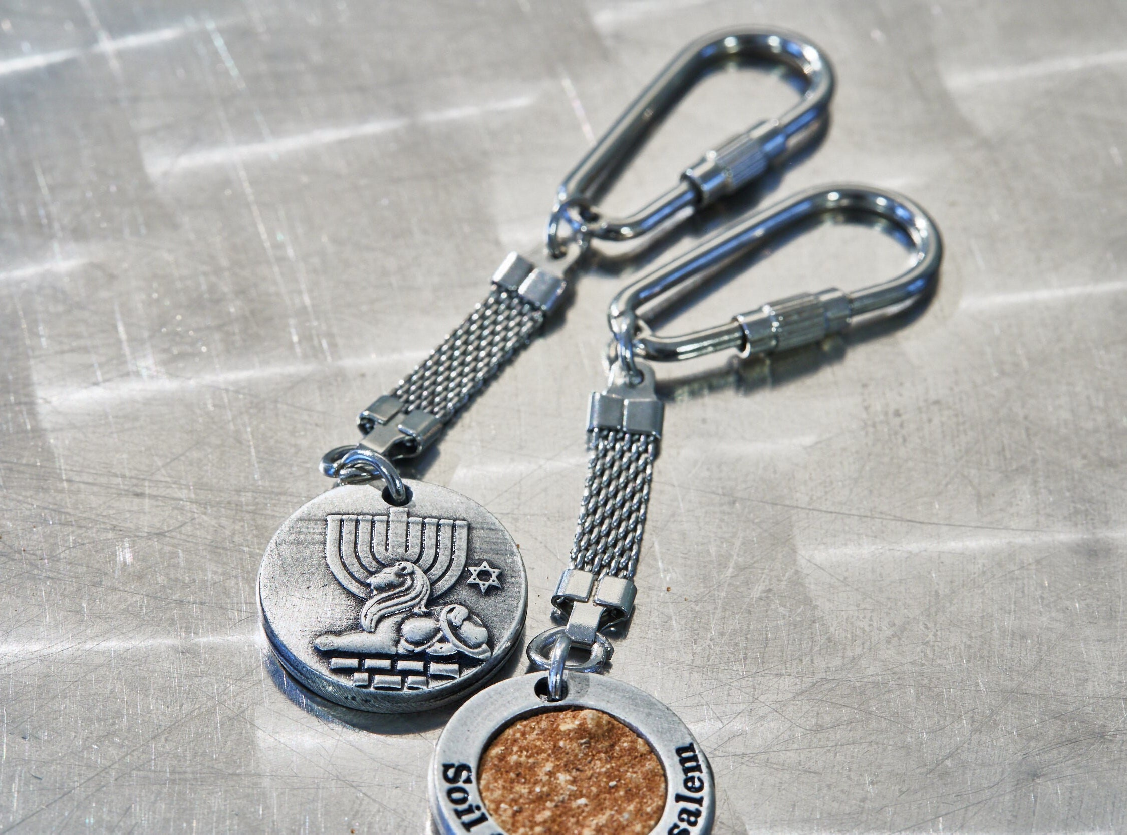 The 4 Symbols of Jerusalem on a Keychain. Inset With Soil From ...
