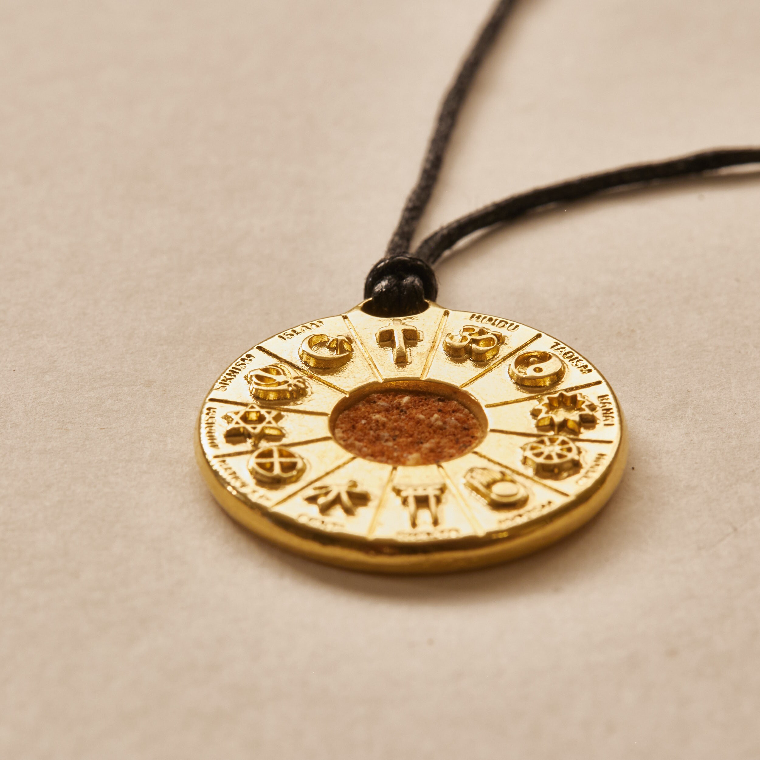 The 12 Religions Symbols on Gold Pendant With Soil and Tiny - Etsy