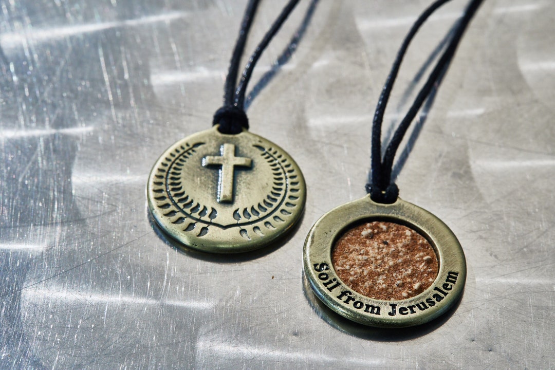 Bronze Round Cross Pendant With Sacred Soil From the Garden of ...