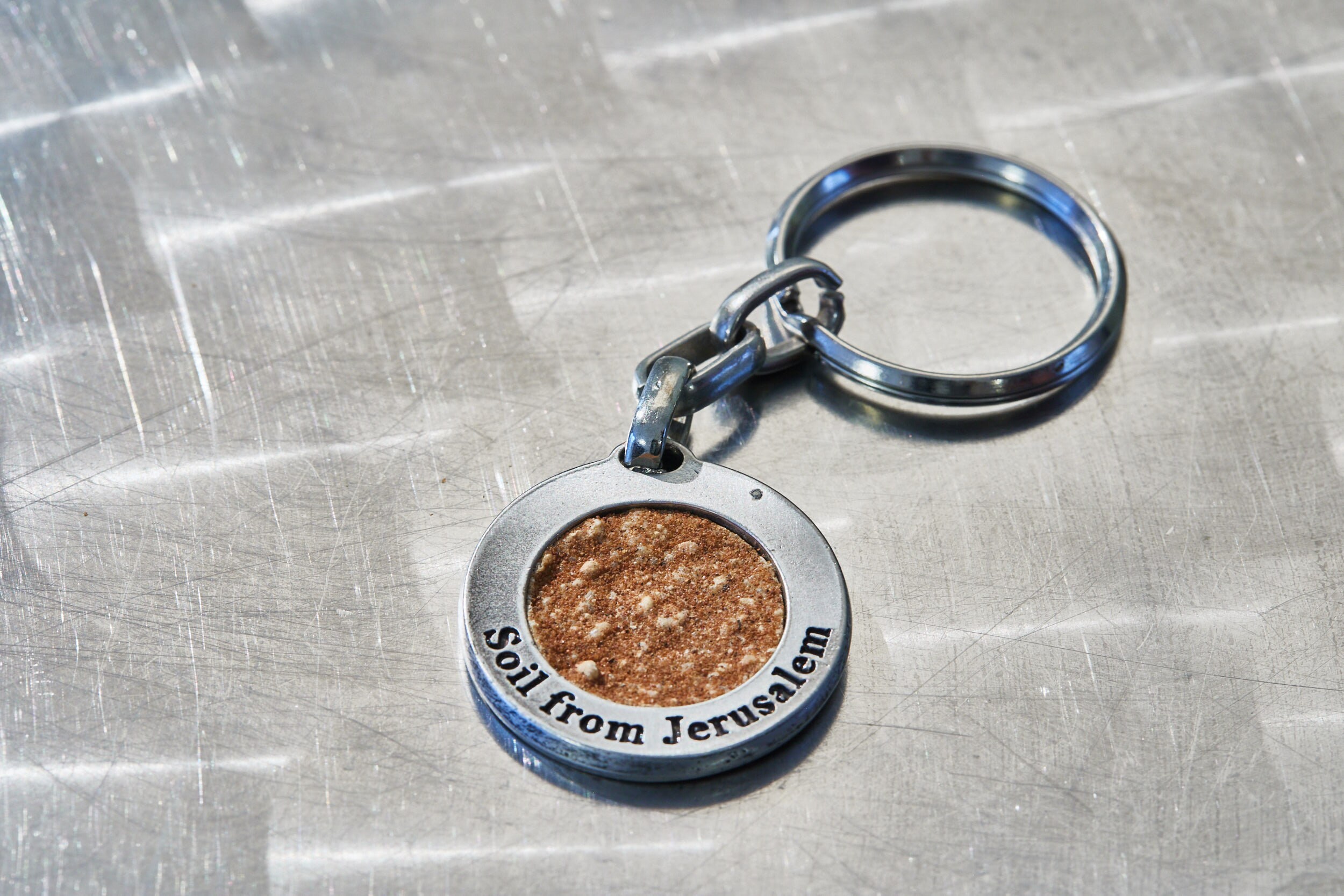 The Law of Moses Keychain. the Golden Rule Pendant Inset With Soil From ...