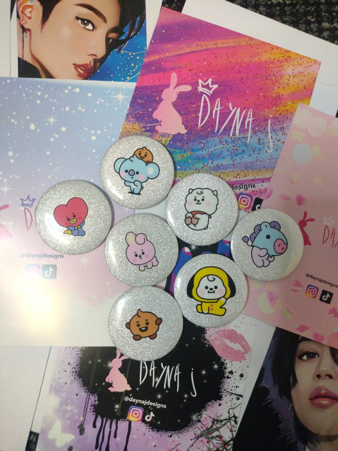 BT21 Glitter Pins Chimmy Koya Shooky Cooky Tata Rj Mang BTS - Etsy
