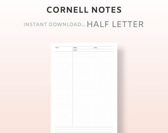 A4 US Letter Cornell Notes Template Grid Lined Paper - Etsy