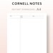 A4 Cornell Notes Printable Pages Inserts Student Cornell | Etsy