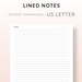 US Letter Lined Paper Study Notes | Printable Letter Refillable Planner ...