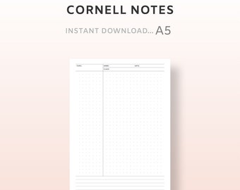 A4 US Letter Cornell Notes Template Grid Lined Paper - Etsy