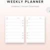 A6 Undated Weekly Printable Planner PDF Week on One Page Weekly Agenda ...