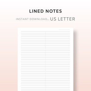 US Letter Lined Notes Printable PDF Inserts Study Two - Etsy