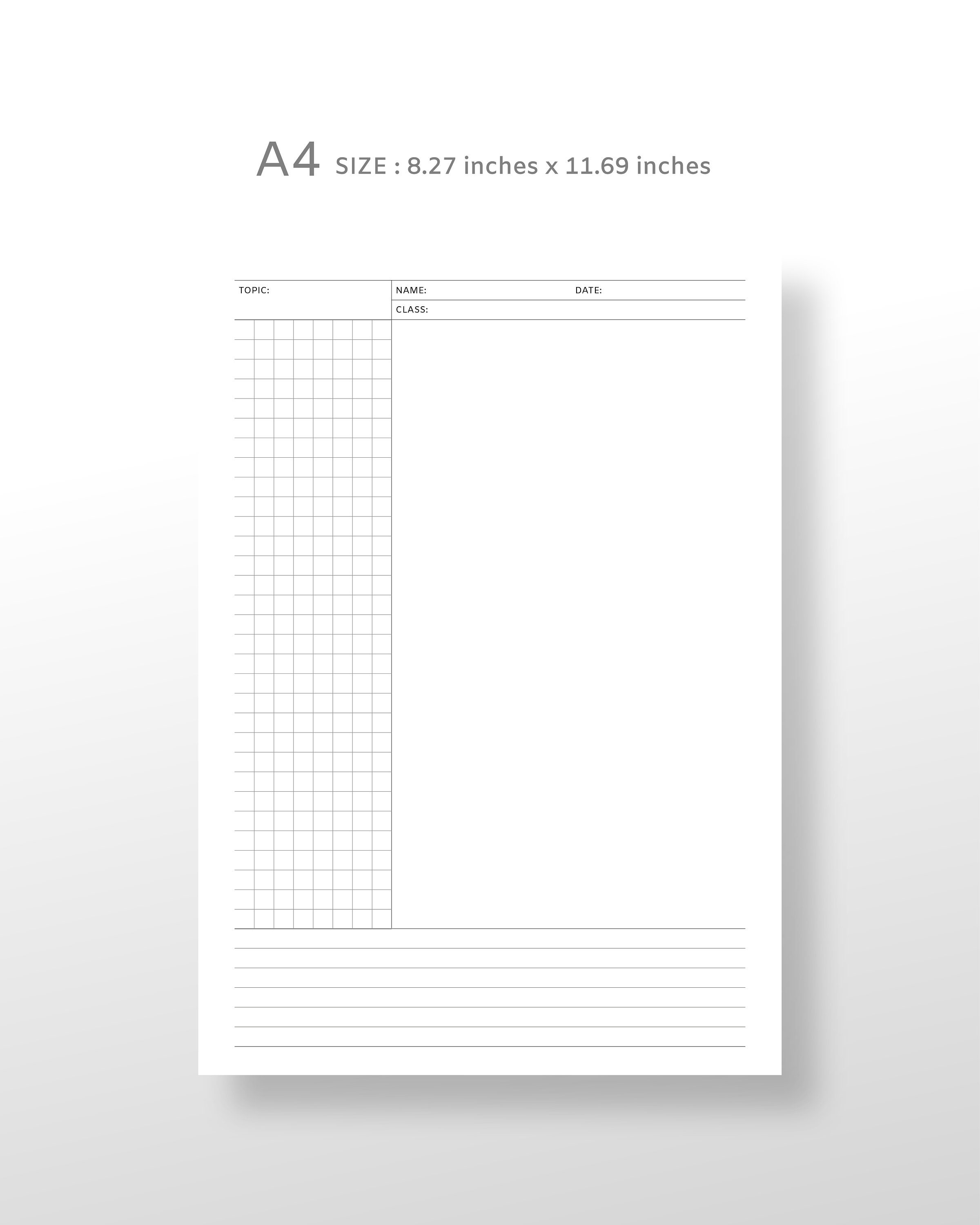 A4 Printable Cornell Notes Student Cornell Notes Paper Lecture Notes ...