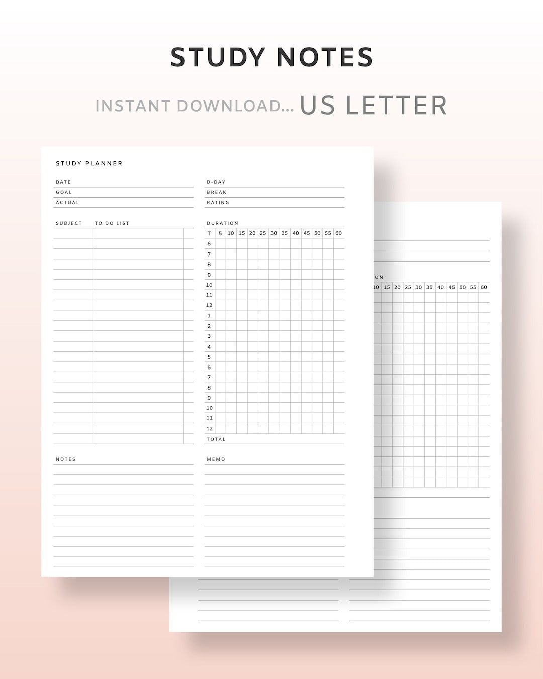 US Letter Study Planner | Student Planner PDF | Student Daily Planner ...