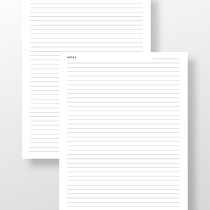 US Letter Lined Paper Study Notes | Printable Letter Refillable Planner ...