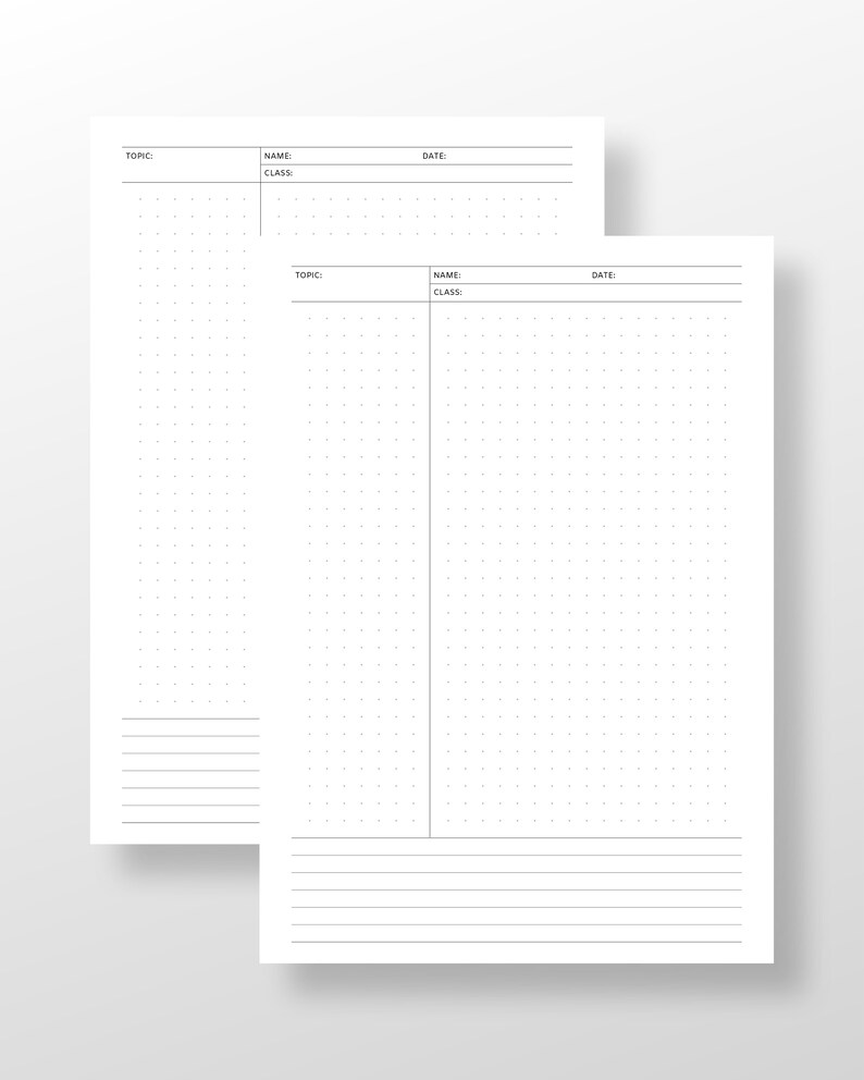A4 Cornell Notes Printable Pages Inserts Student Cornell | Etsy