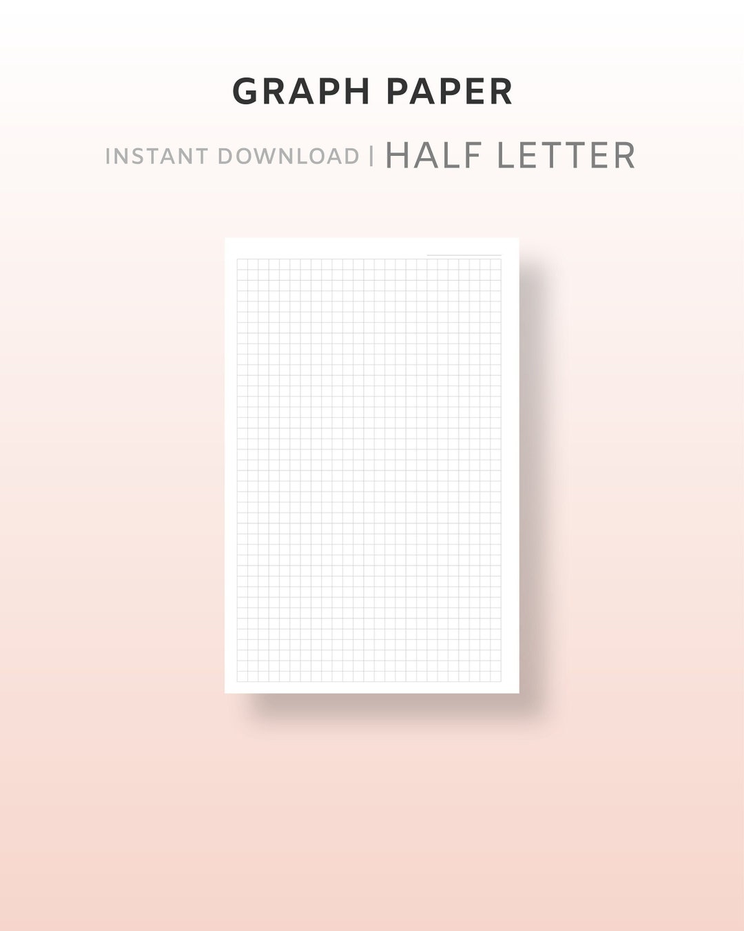 Half Letter Graph Paper Printable Planner PDF Bullet Journal Pages ...