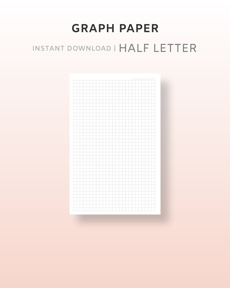 Half Letter Graph Paper Printable Planner PDF Bullet Journal Pages ...