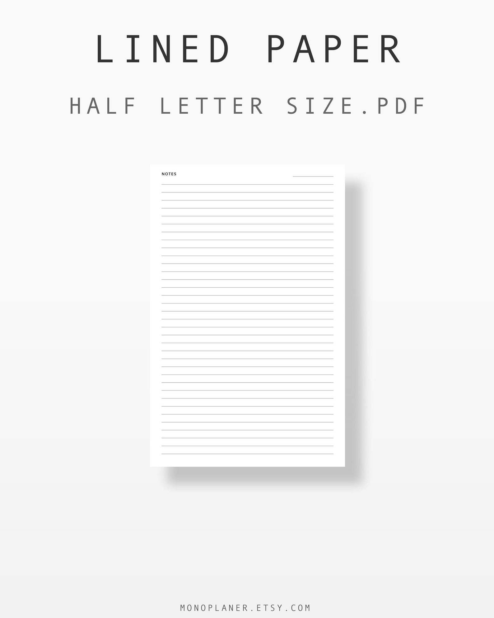 Half Letter Lined Paper Study Notes Printable Letter | Etsy