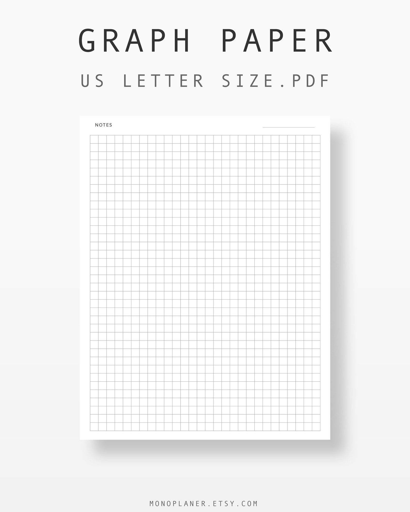 US Letter Graph Paper Study Notes Printable Letter | Etsy