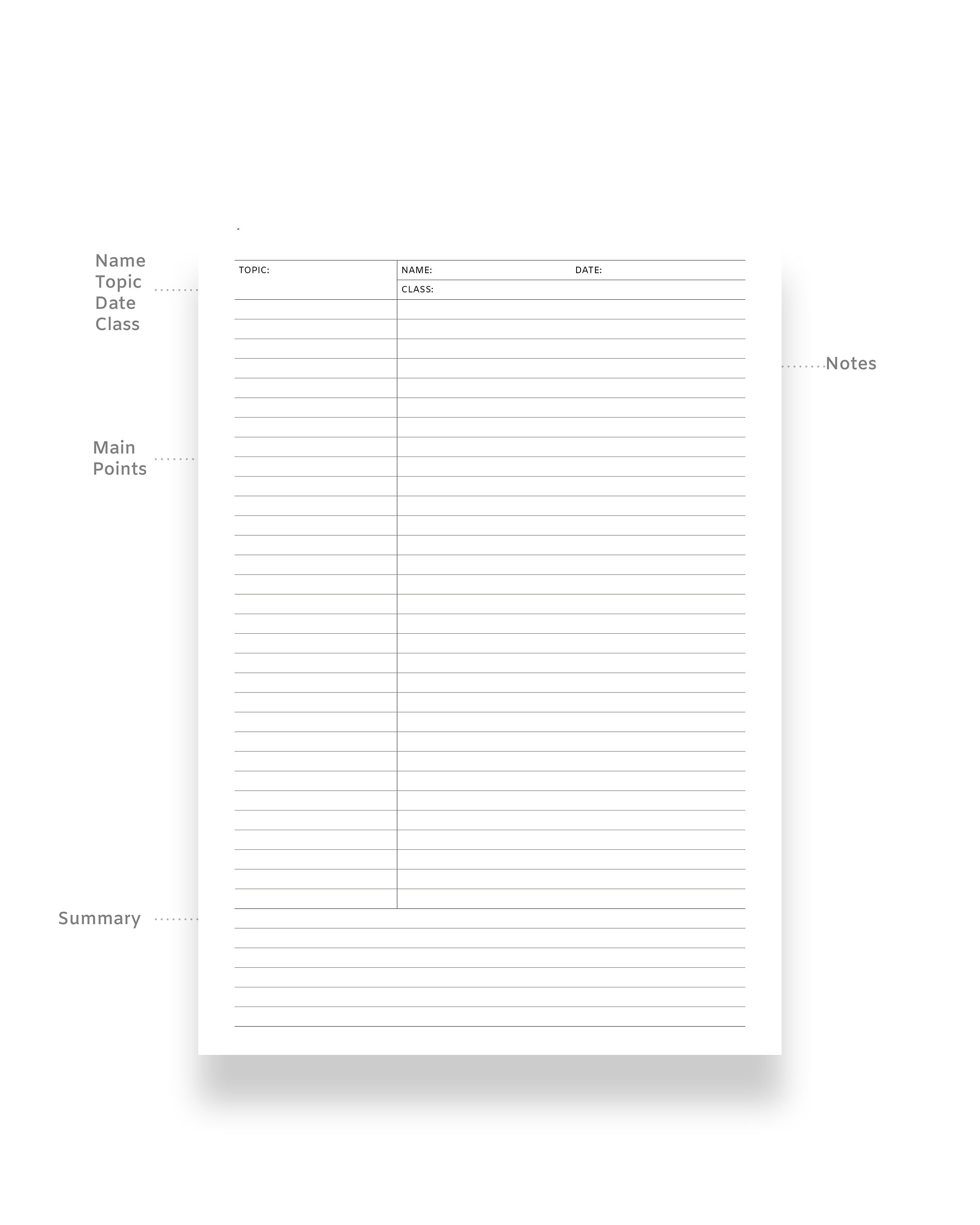 A4 Cornell Notes Printable Note PDF Inserts | Study Cornell Notes ...