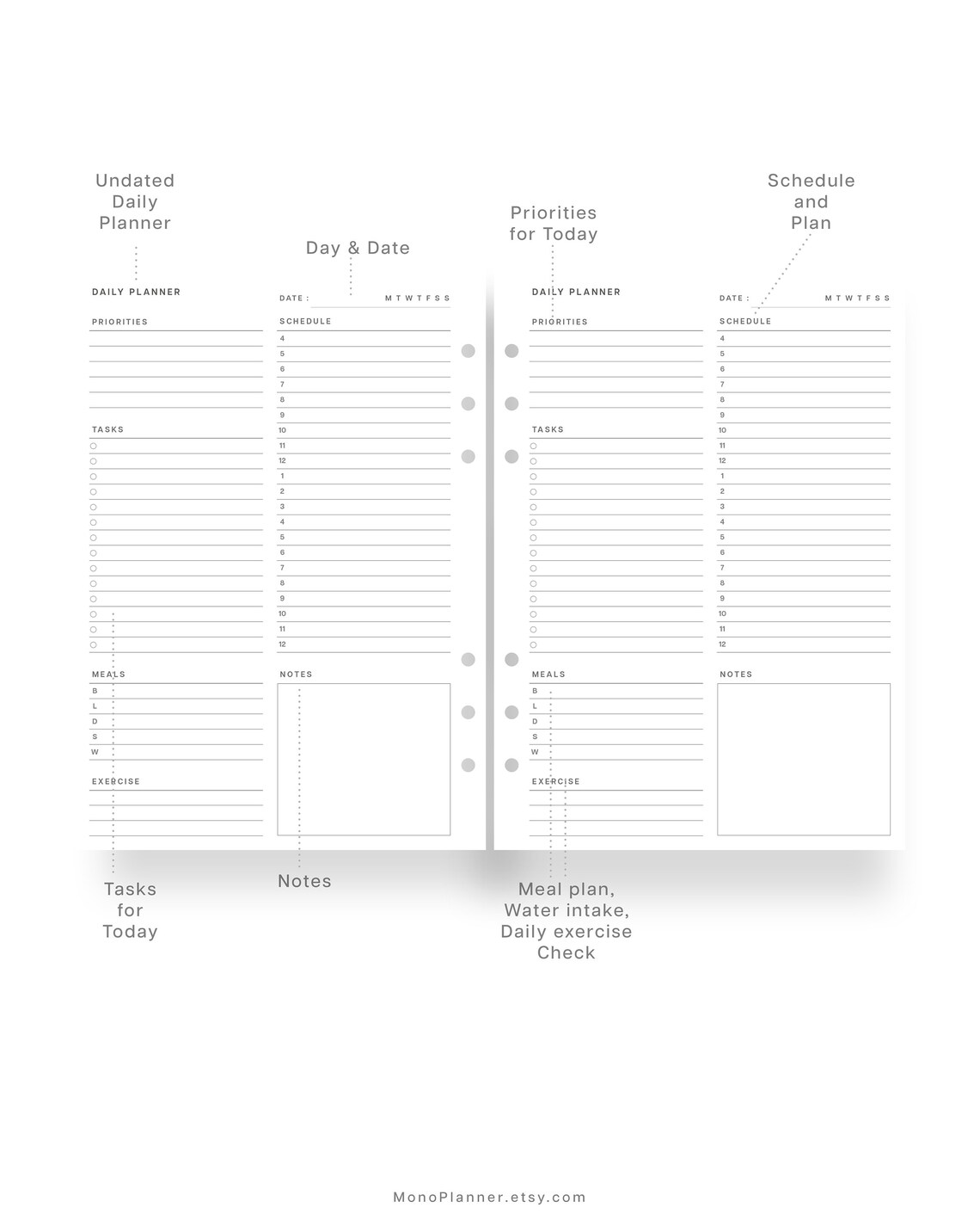 A4 Undated Daily Printable Planner, Productivity Planner PDF, Daily ...