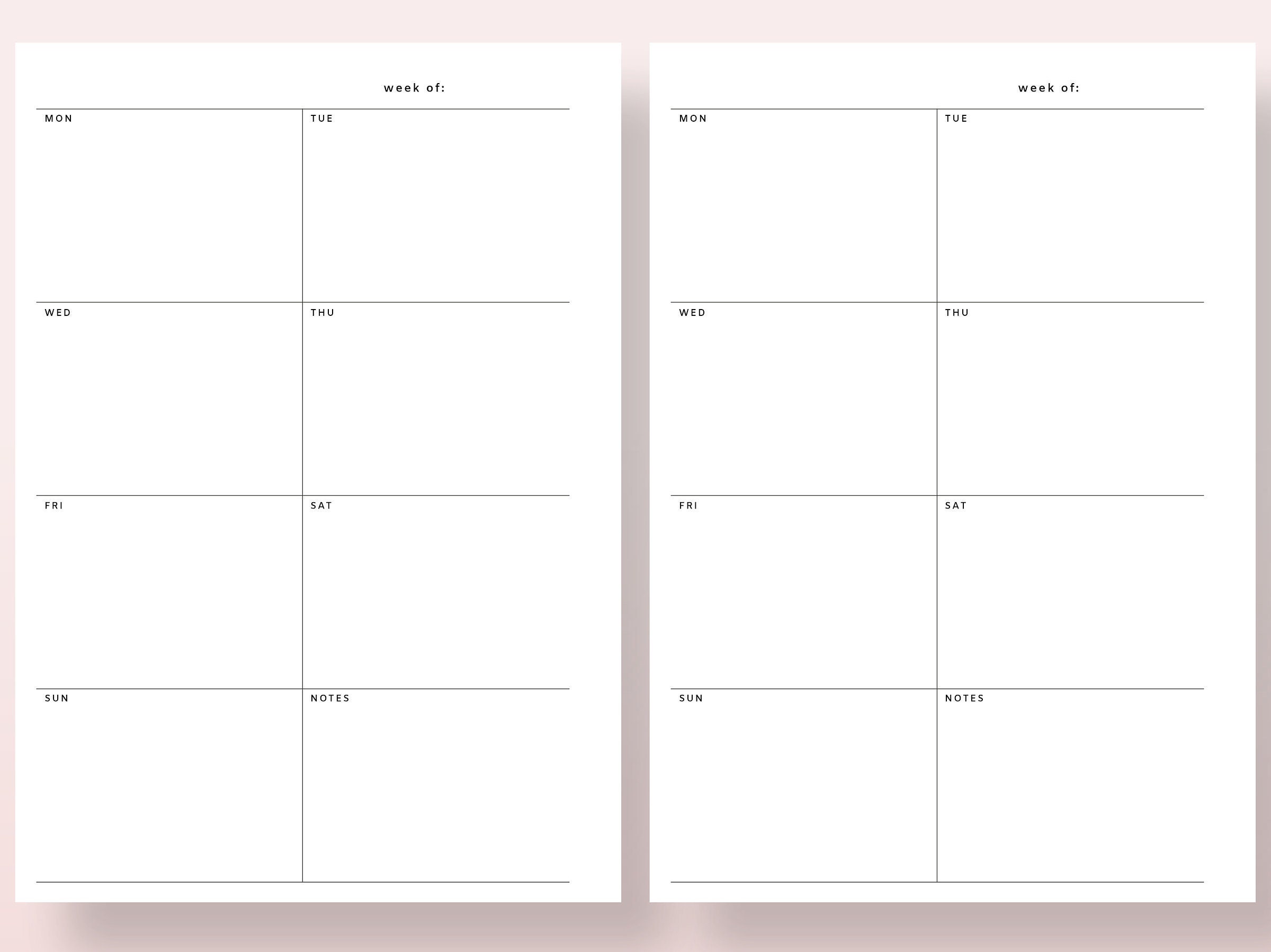 A5 Wochen und printable Planner PDF Einlagen Woche auf einer | Etsy