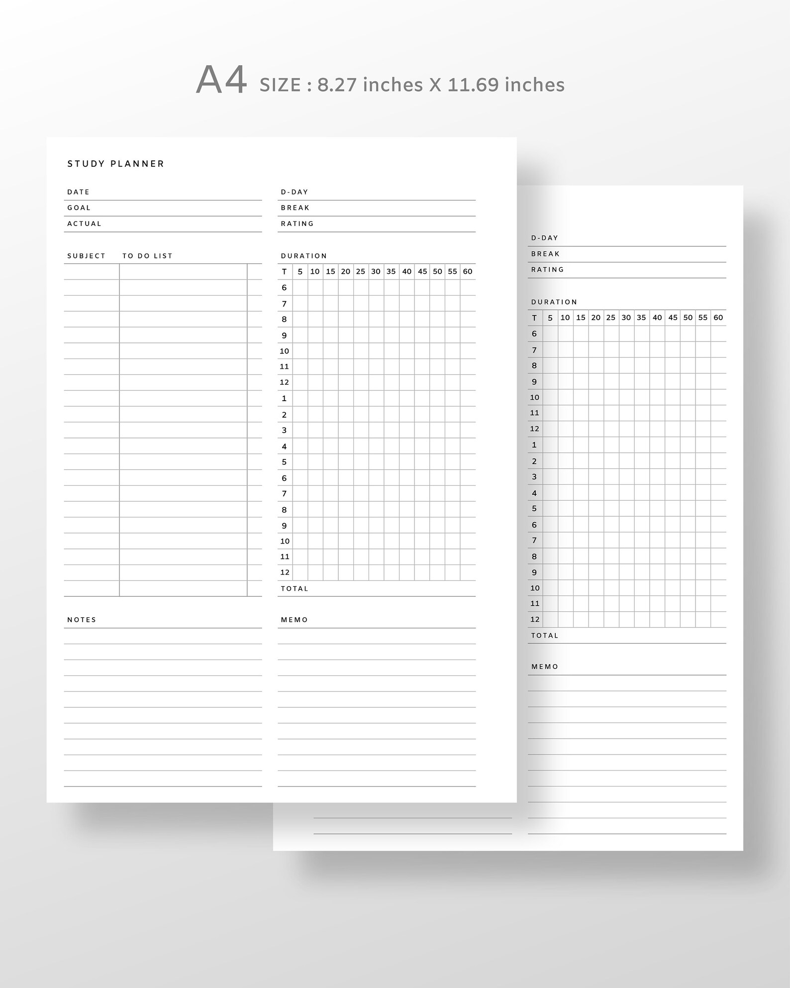 A4 Study Planner Printable | Student Planner PDF | Student Daily ...