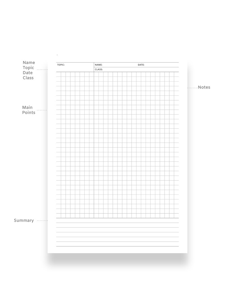 A4 Cornell Notes With Graph Paper PDF Inserts Student - Etsy