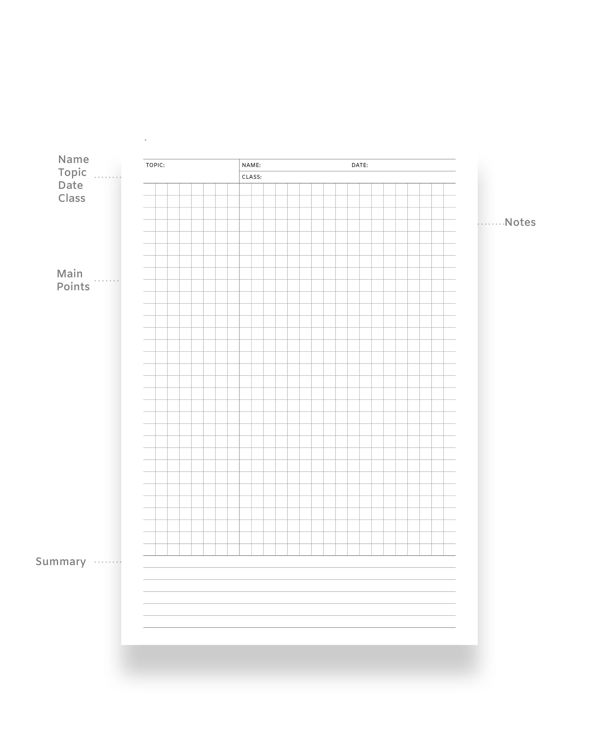 A4 Cornell Notes With Graph Paper PDF Inserts Student Cornell Notes ...
