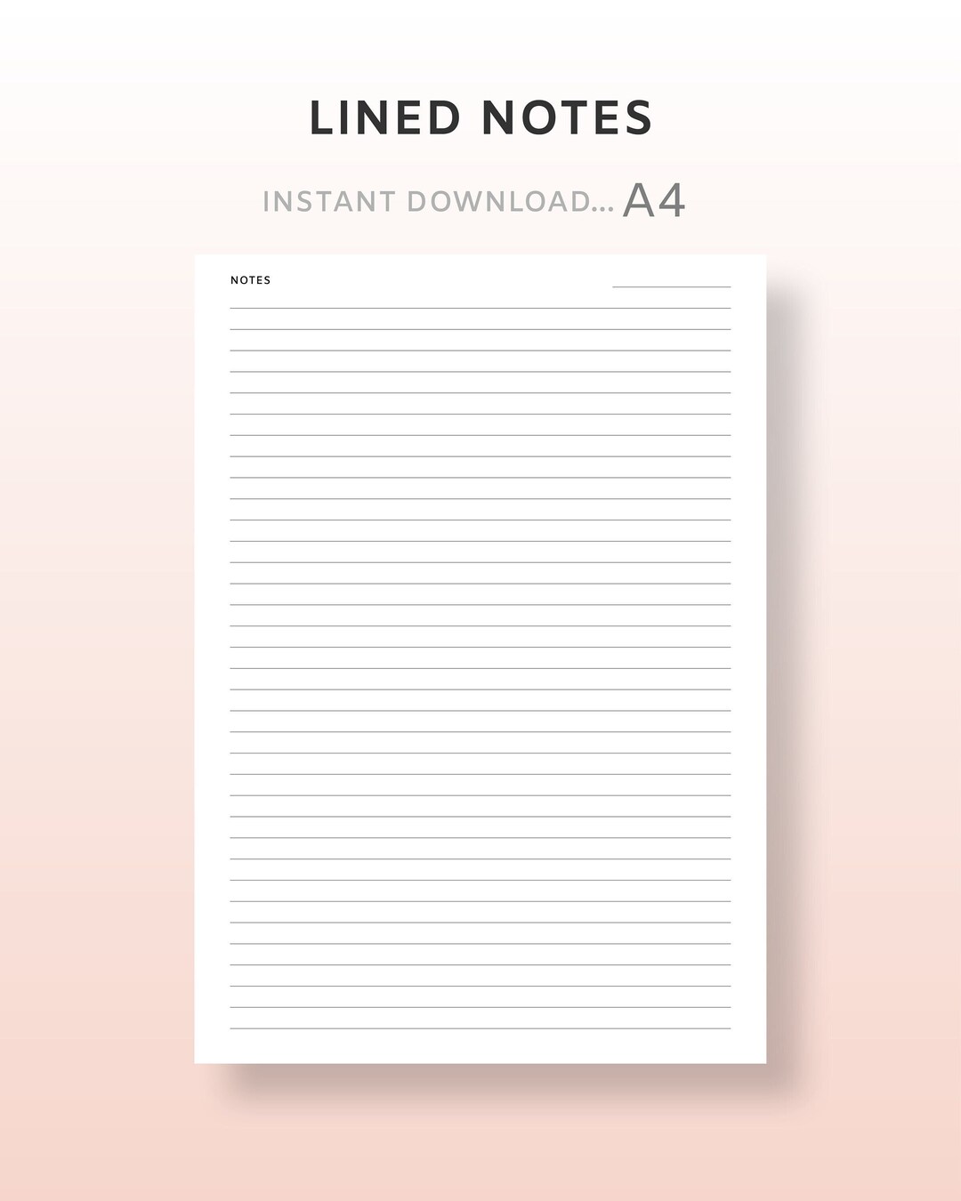 A4 Lined Paper Study Notes | Printable Letter Refillable Planner ...