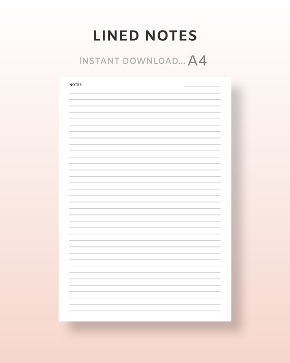 A4 Lined Paper Study Notes Printable Letter Refillable | Etsy