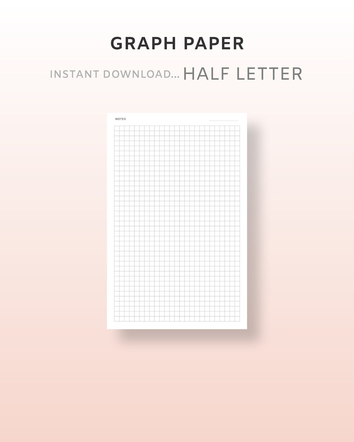 Half Letter Graph Paper Study Notes Printable Letter - Etsy