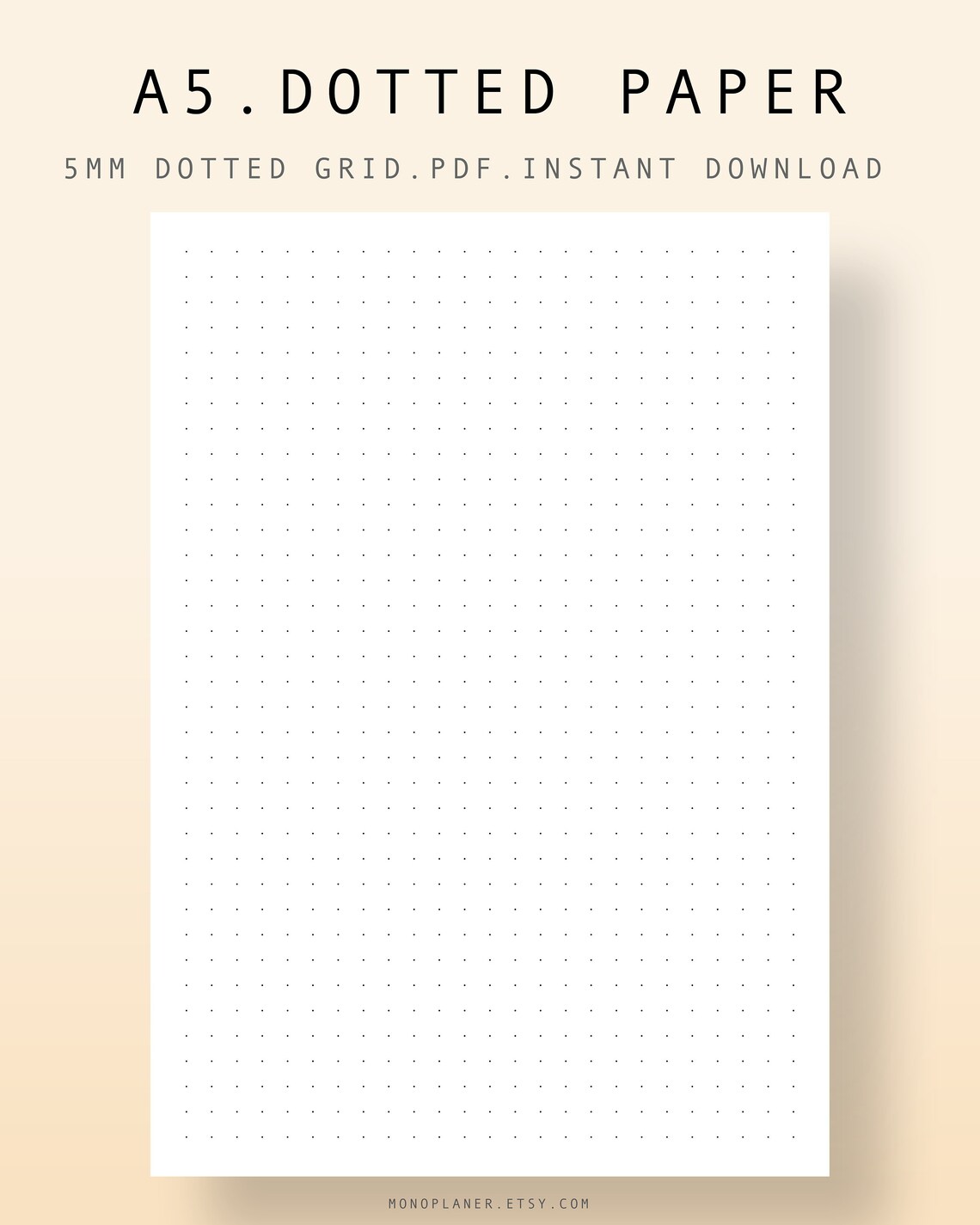 A5 Dotted Paper 5mm Dot Grid Printable Paper Study Dotted Etsy