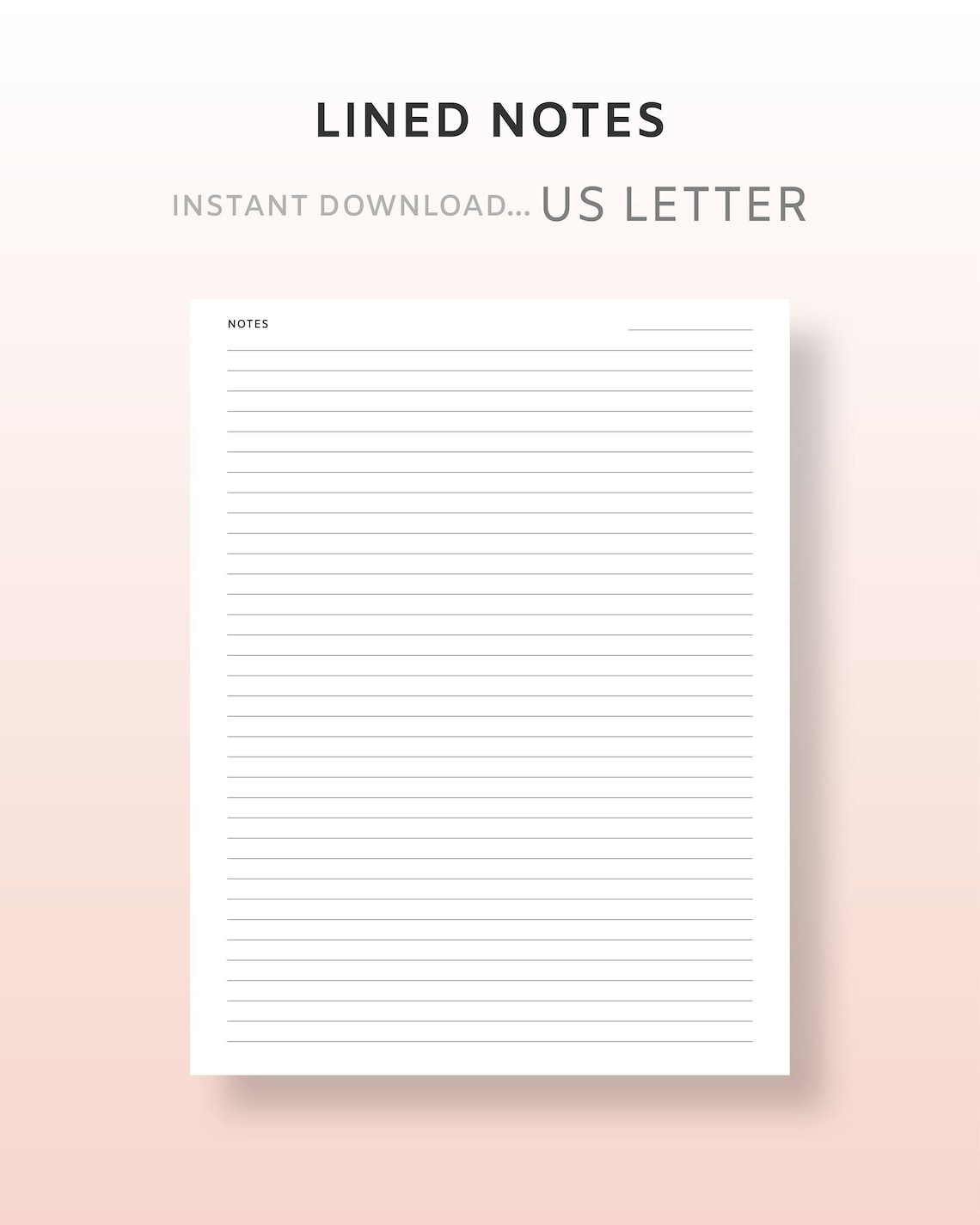US Letter Lined Paper Study Notes Printable Letter Refillable Planner ...