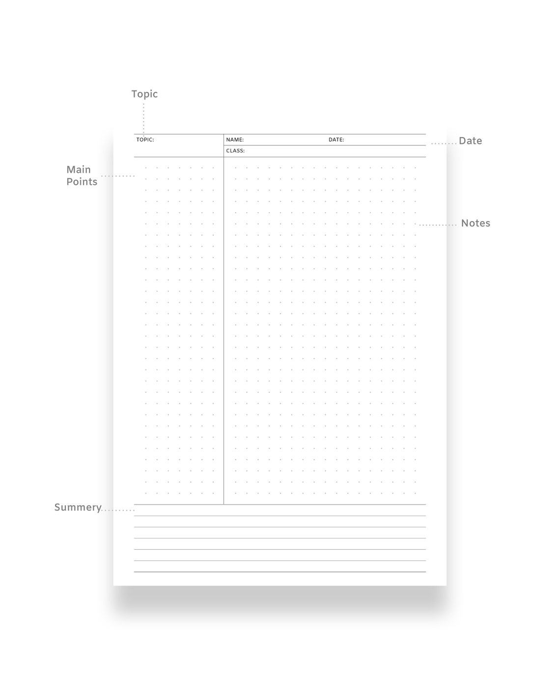 A4 Cornell Notes Printable Pages Inserts Student Cornell | Etsy