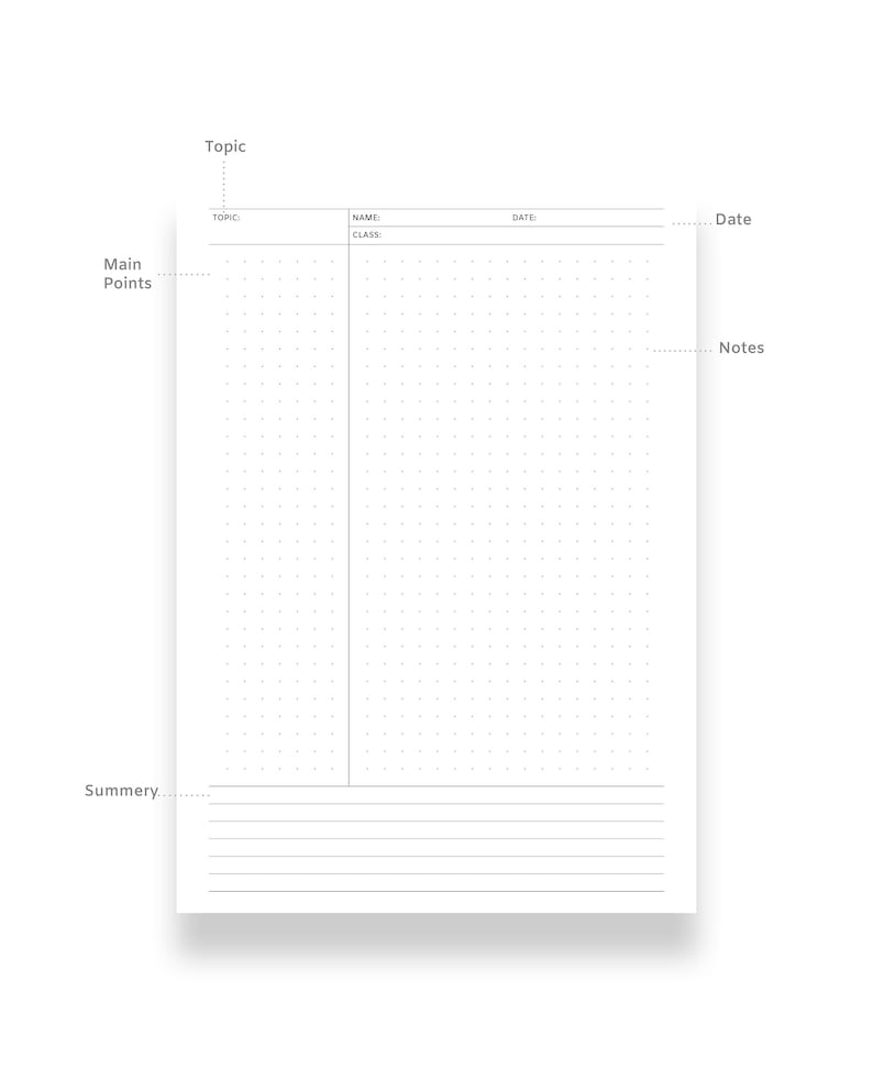 A4 Cornell Notes Printable Pages Inserts Student Cornell | Etsy