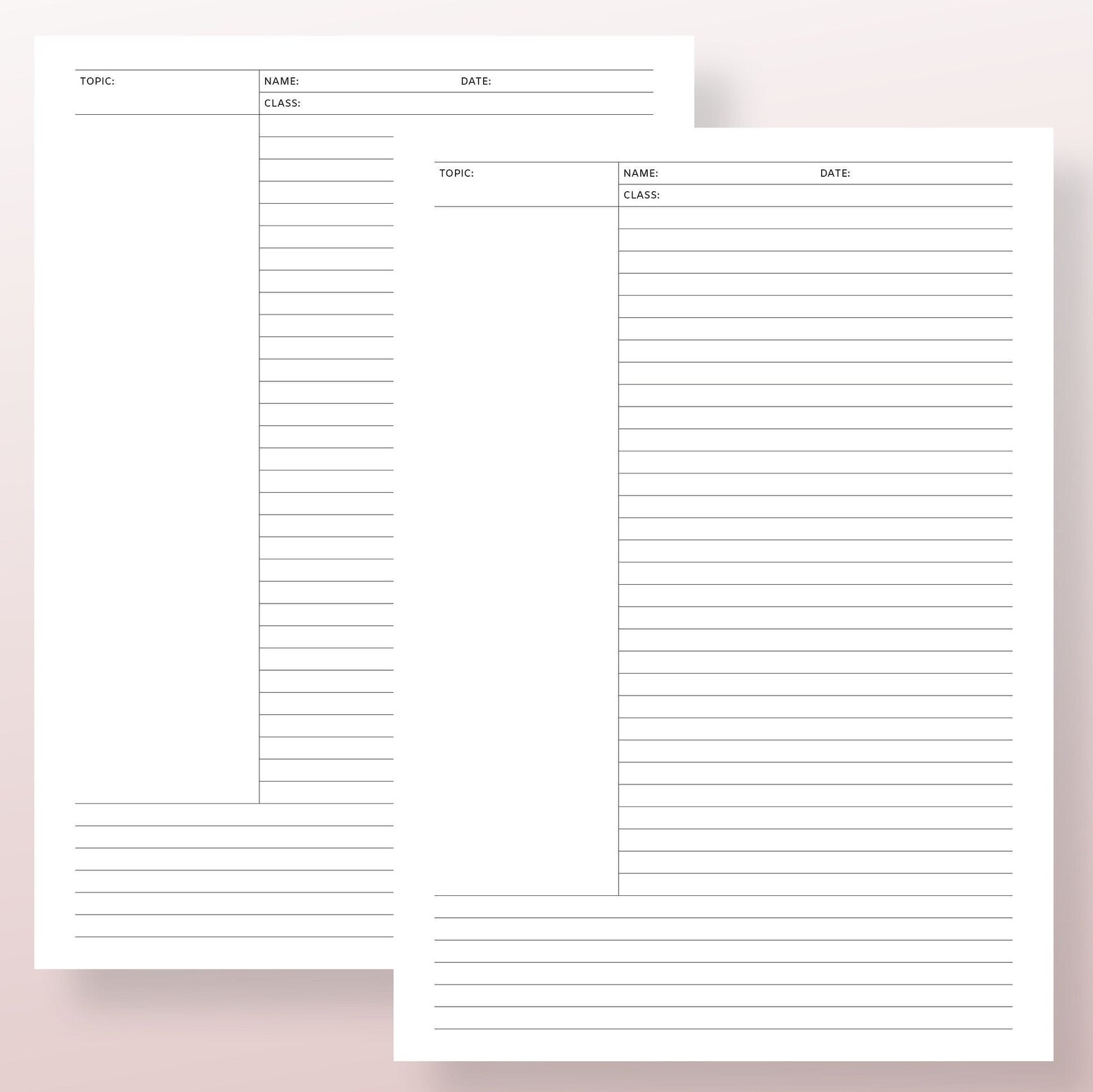 A4 Cornell Note Printable PDF Inserts Student Cornell Notes | Etsy