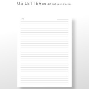 US Letter Lined Paper Study Notes | Printable Letter Refillable Planner ...