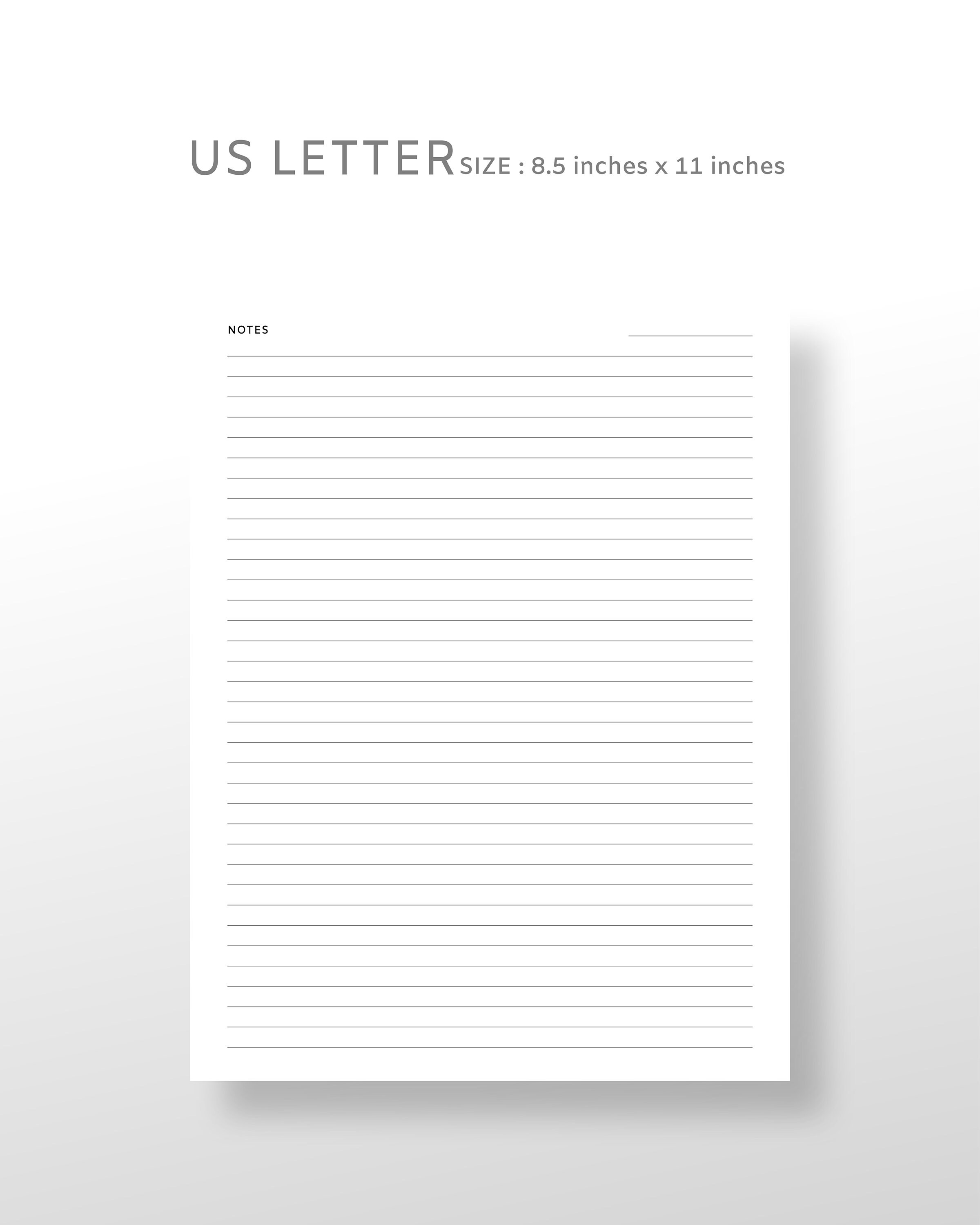 US Letter Lined Paper Study Notes Printable Letter Refillable Planner ...