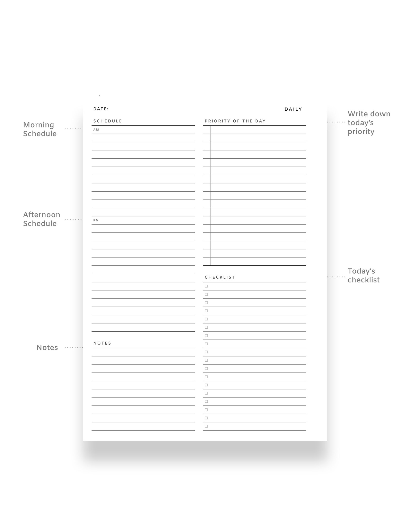 A4 Daily Planner Printable PDF Undated AM PM Schedule Agenda - Etsy