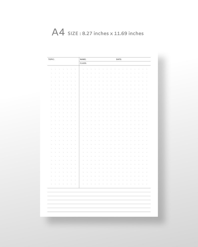A4 Cornell Notes Printable Pages Inserts Student Cornell - Etsy